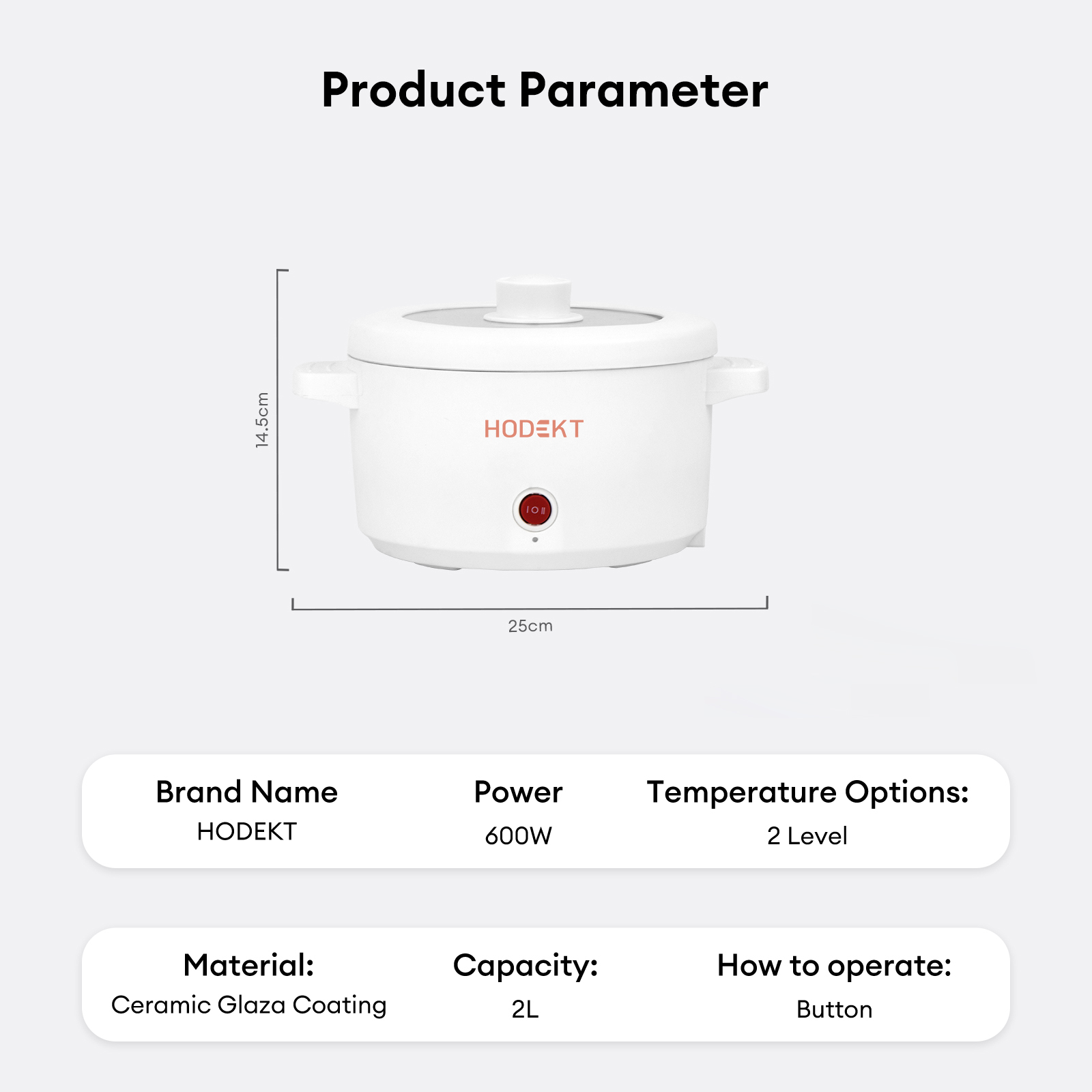 HODEKT 2L Electric Cooker Multifunctional Rice Cooker Hot pot Cooker ...