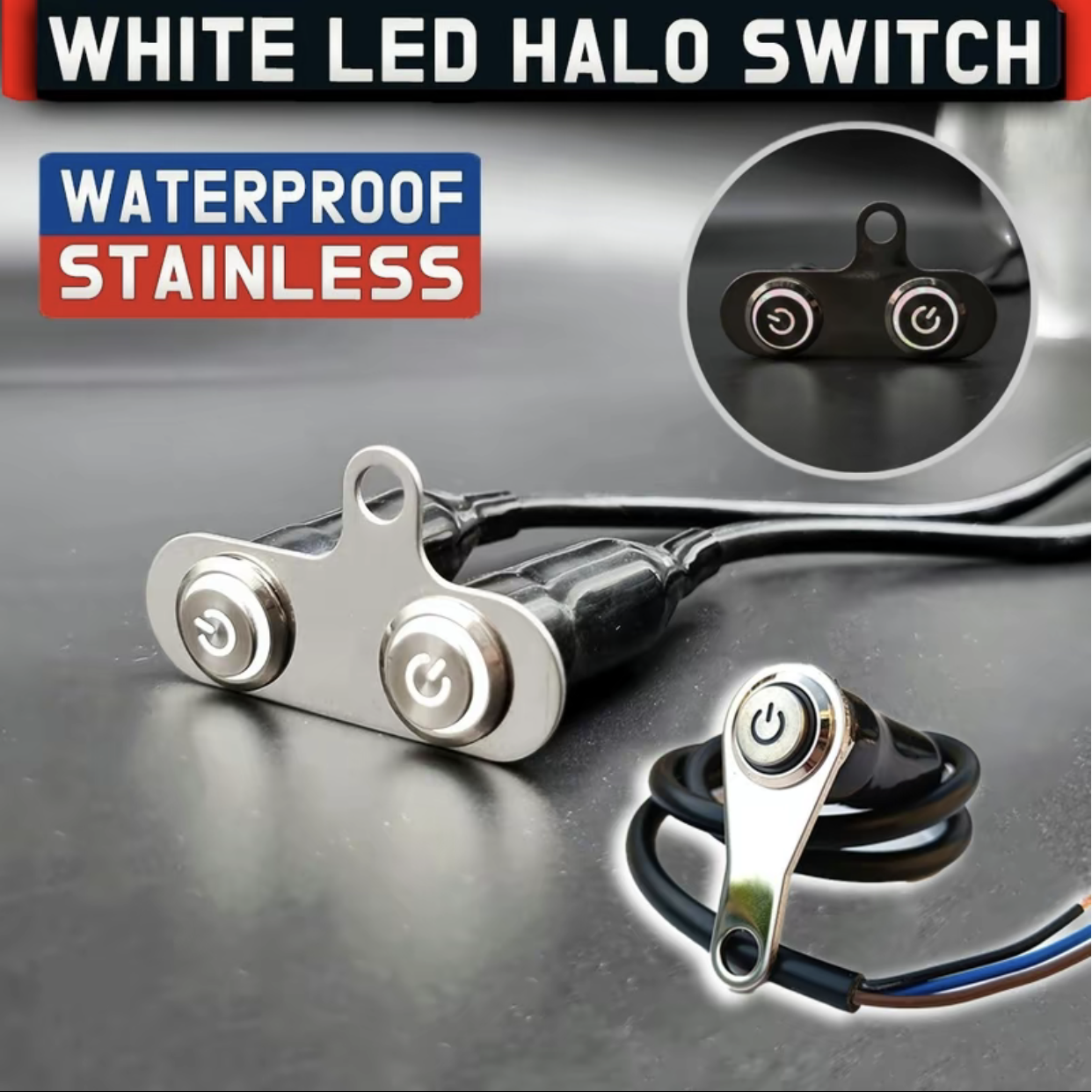3-wires Stainless Switch LED Halo ON-OFF Push Button Switch 12V/5A ...