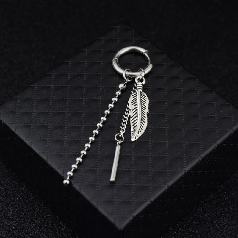 New stainless steel men's earrings chain tassel earrings geometric ...
