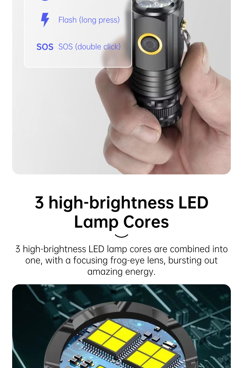 Thunlit Portable Flashlight Outdoor Waterproof 3-eyed Monster Strong Light Flashlight ...