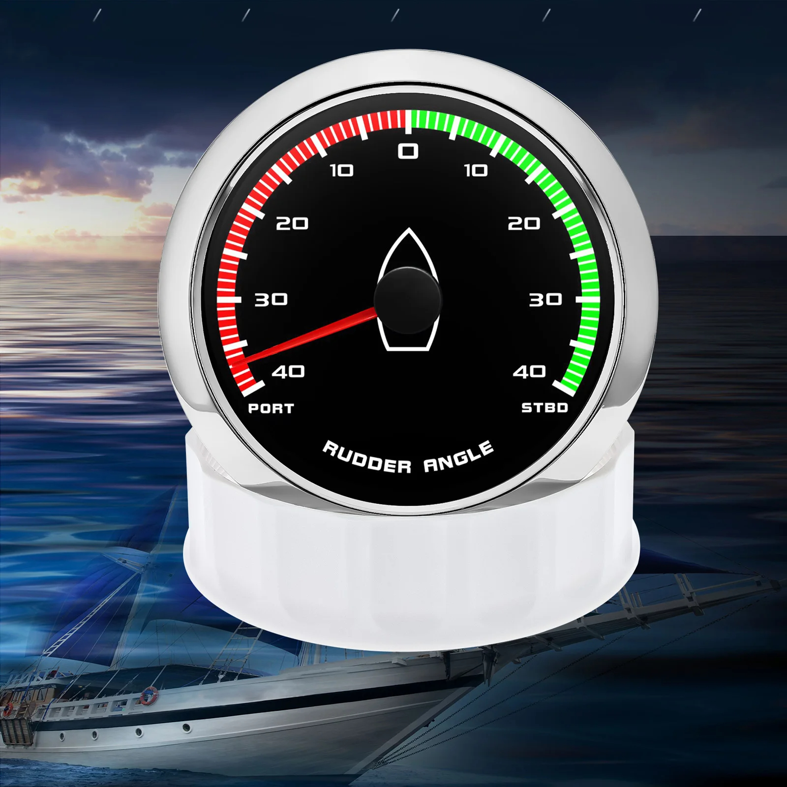 HD 85mm Waterproof Marine Boat Rudder Angle Gauge Indicator PORT-STBD 0 ...