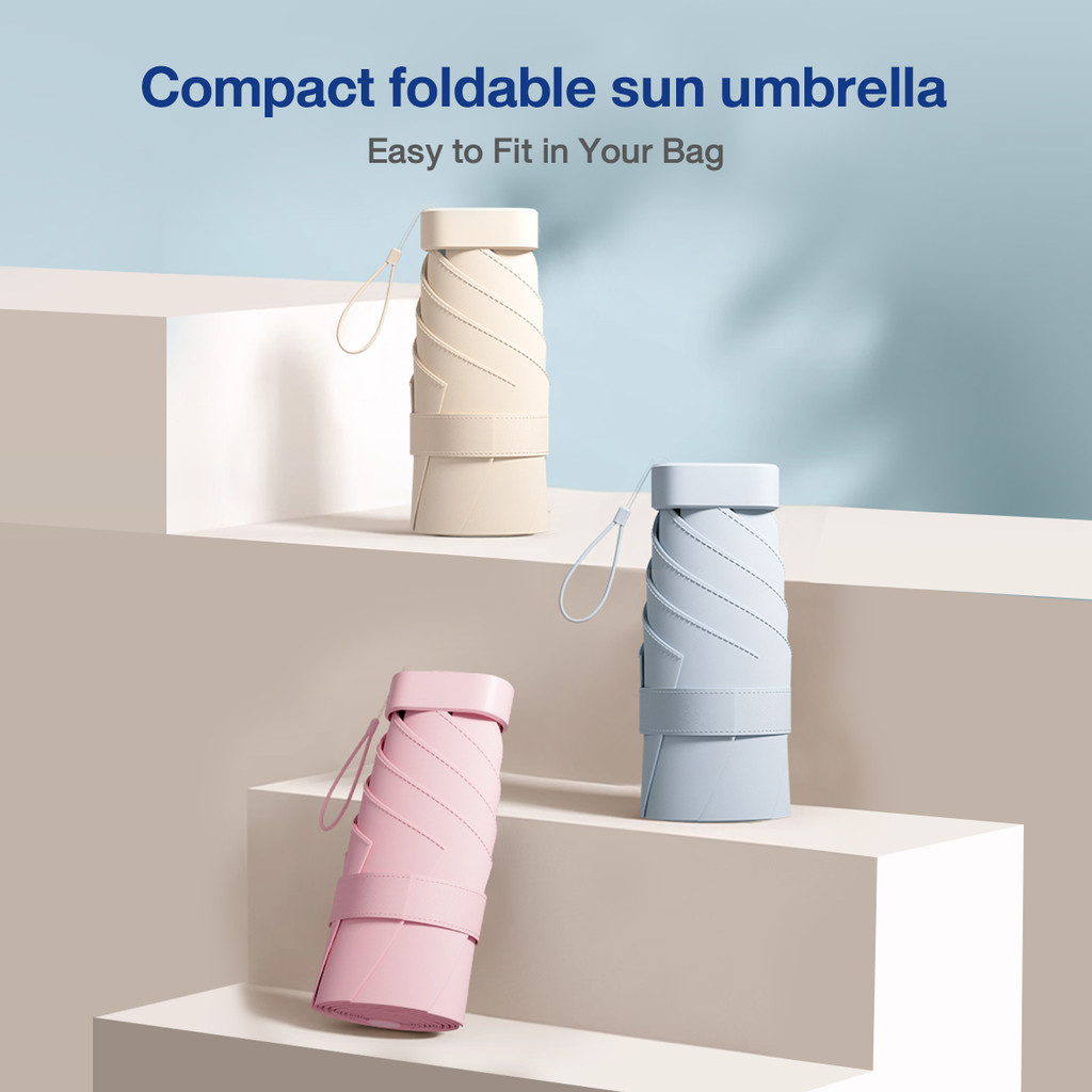 Mini Folding Umbrella Pocket Small Umbrella UV Protection Black Glue ...