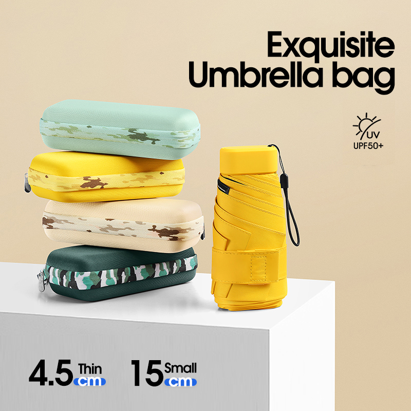 Mini Folding Umbrella Pocket Small Umbrella UV Protection Black Glue ...