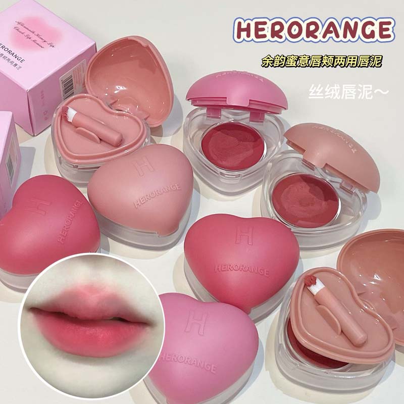HERORANGE Lip&Cheek Matte Lipstick Velvet Matte Waterproof High Pigment ...