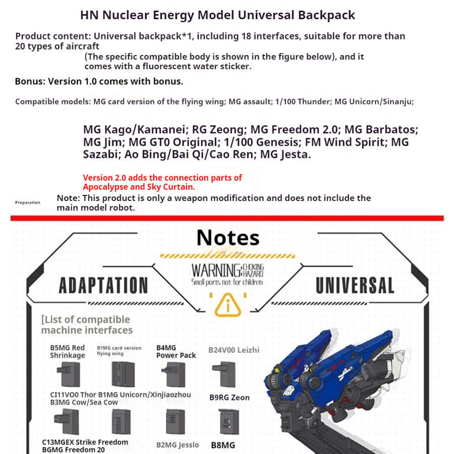 Hn Nuclear Energy 2.0 Model Nuclear backpack Assembled backpack RG Zeon ...