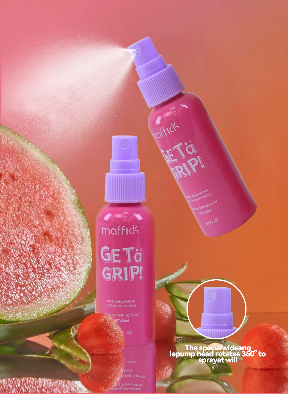 Festive Freshness Setting Spray: Watermelon-Infused Waterproof & Oil ...