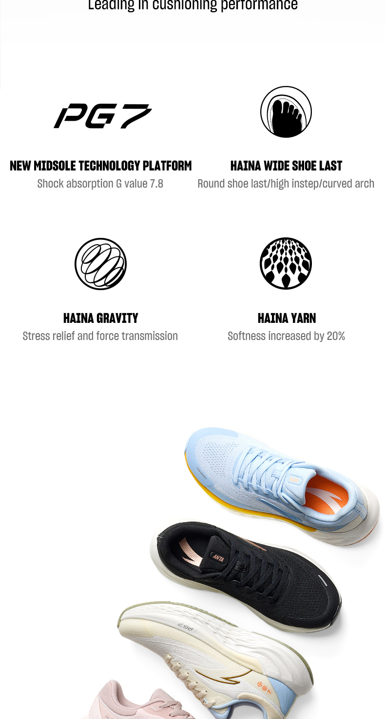 ANTA Women Travel PG 7 Running Shoes 2E Widefoot Rebound Elastic Trendy ...