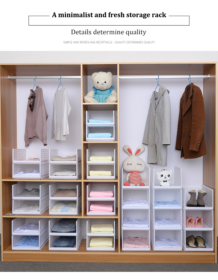 Geleby Detachable Wardrobe Organizer Stackable Drawer Storage Basket ...