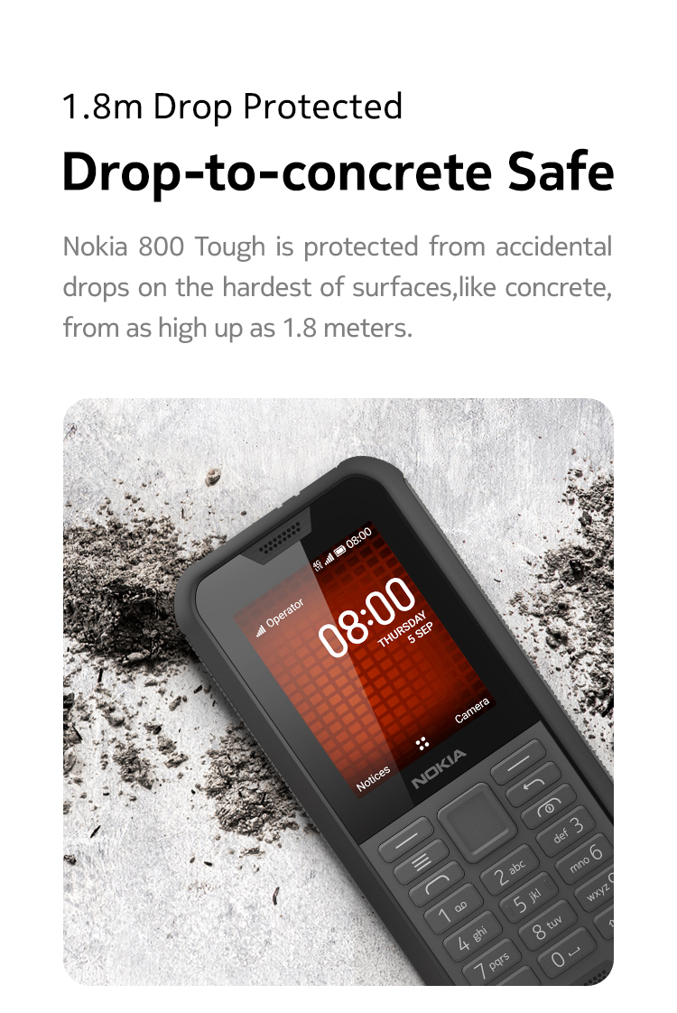 Nokia 800 Tough 4G Phone 2.4 Inches IP68 Water Resistant 43 Days ...