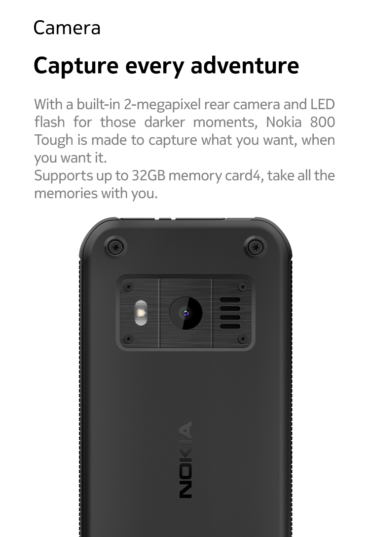 Nokia 800 Tough 4G Phone 2.4 Inches IP68 Water Resistant 43 Days ...