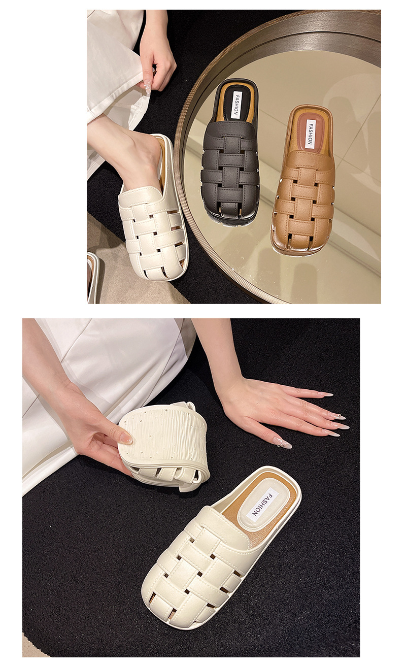 YR 】 New Closed Toe Half Shoes Women's Flat Shoes Sandals | Shopee ...