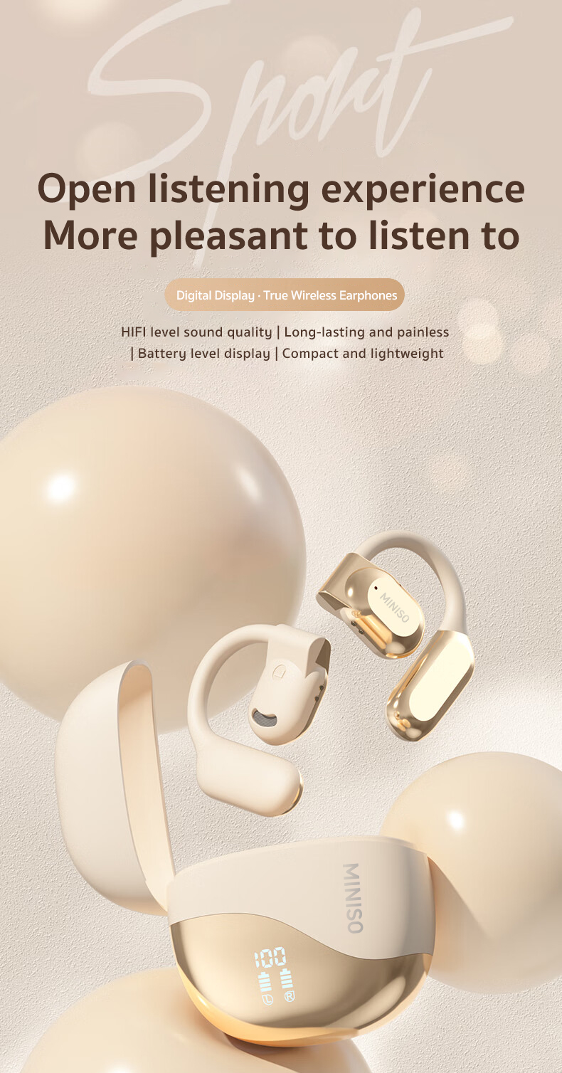 MINISO X38 Noise-Cancelling Bluetooth Earphone Sport Bluetooth 5.4 ...