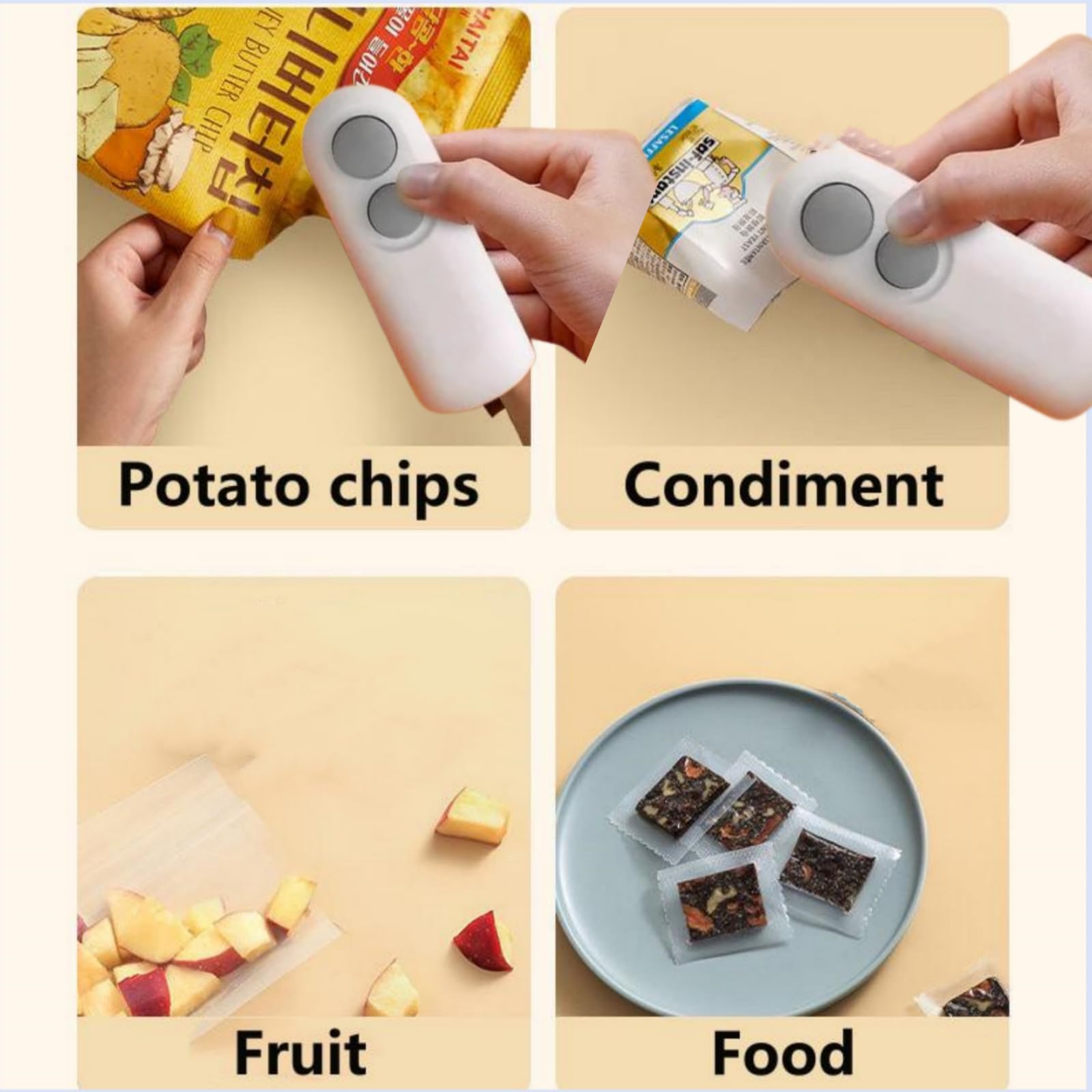 Mini bag sealer, portable, rechargeable handheld heat vacuum sealer, 2 ...