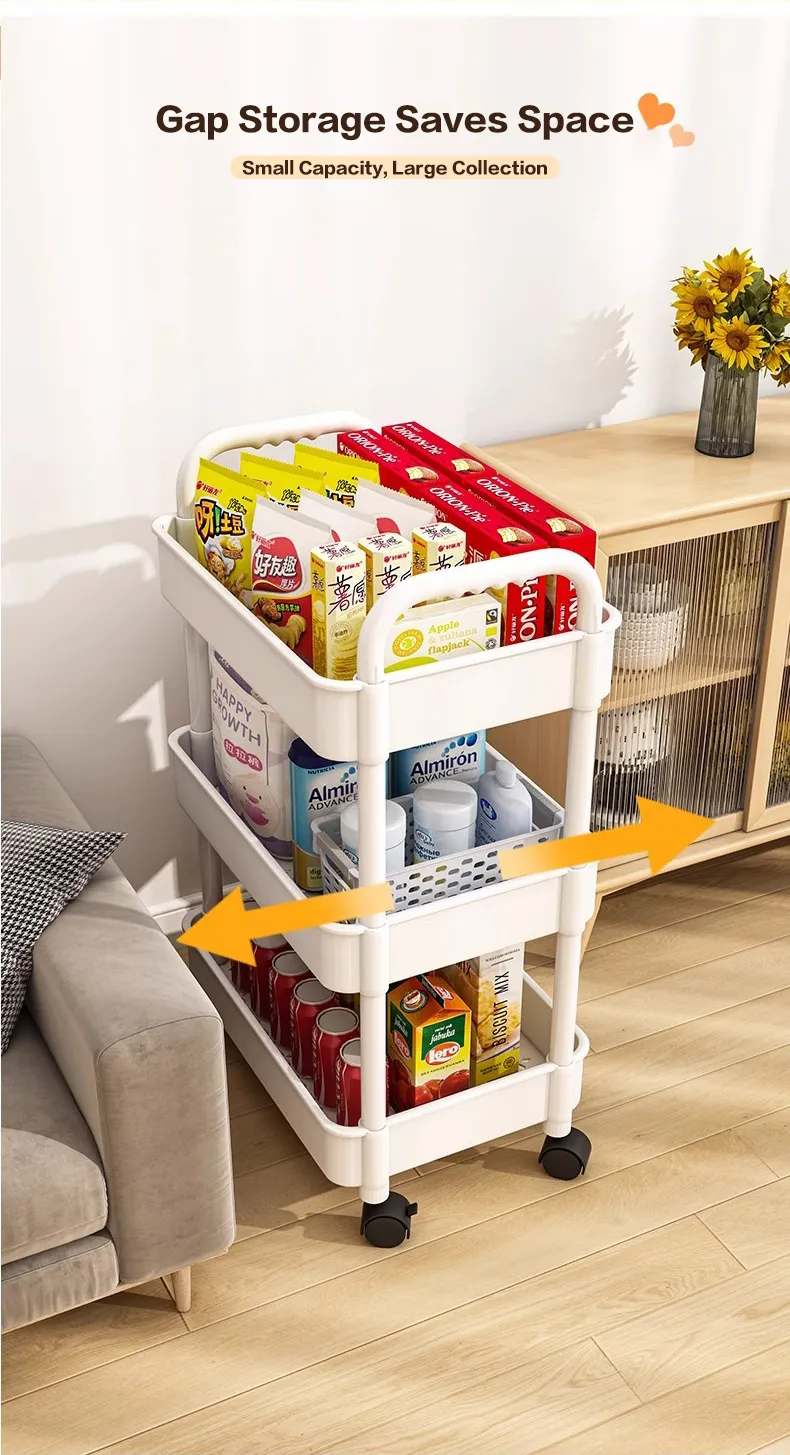 Trolley Cart Moving Rack Kitchen Storage Shelf 3-4-5Tier Cabinets ...