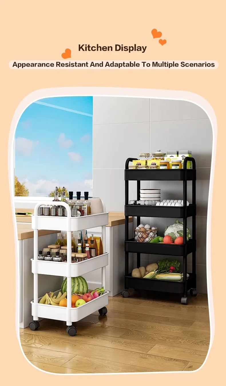 Trolley Cart Moving Rack Kitchen Storage Shelf 3-4-5Tier Cabinets ...