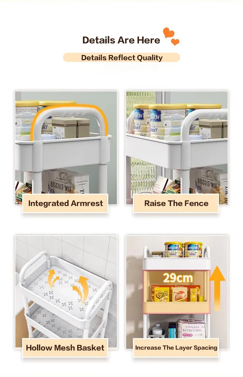 Trolley Cart Moving Rack Kitchen Storage Shelf 3-4-5Tier Cabinets ...