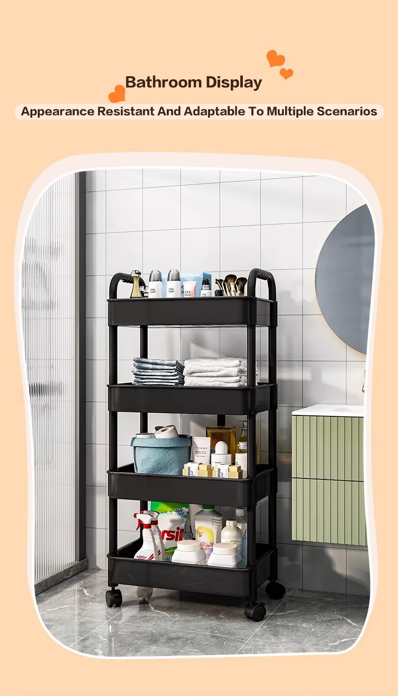Trolley Cart Moving Rack Kitchen Storage Shelf 3-4-5Tier Cabinets ...