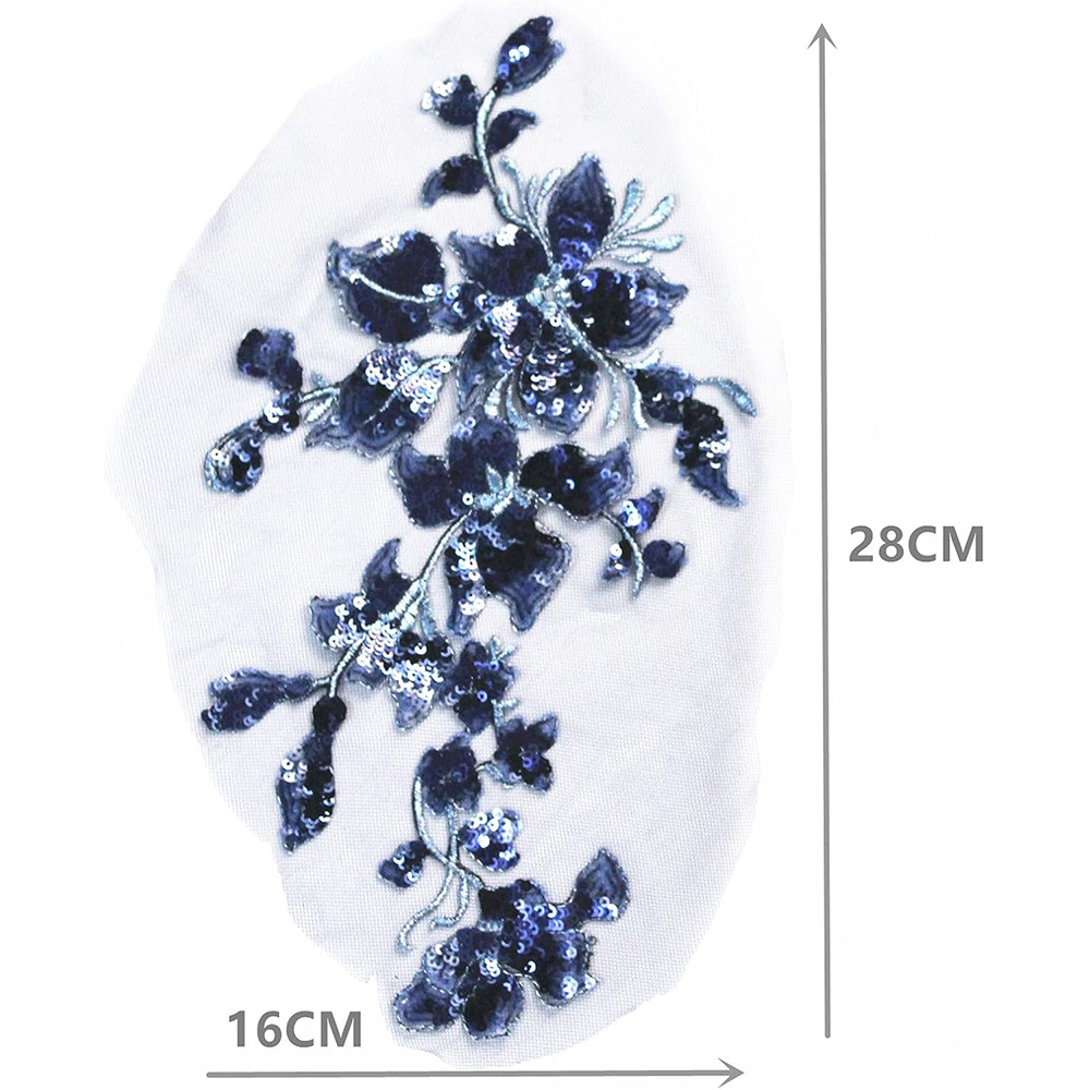 1 Piece of Flower Sequin Embroidery Patch Lace DIY Sewn On Clothes With ...