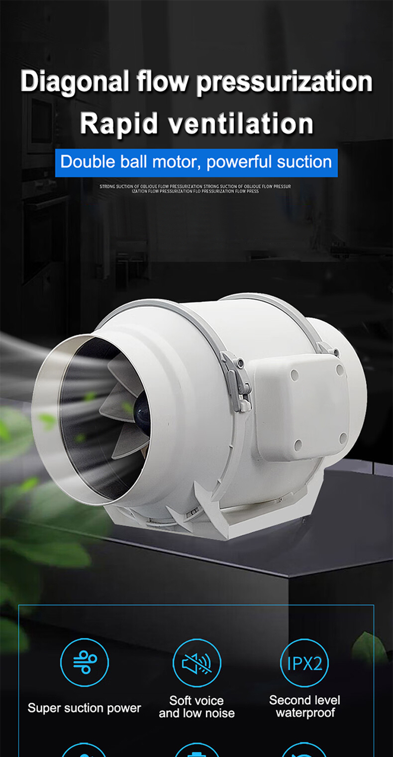 Exhaust Fan 4/ 5/ 6/ 8 inch High Suction Power Inverter Inline Duct Fan ...