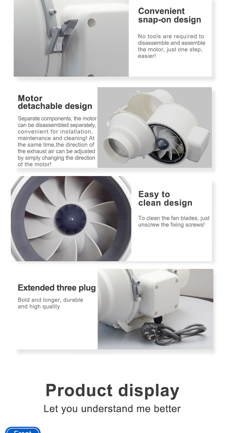 Exhaust Fan 4/ 5/ 6/ 8 inch High Suction Power Inverter Inline Duct Fan ...