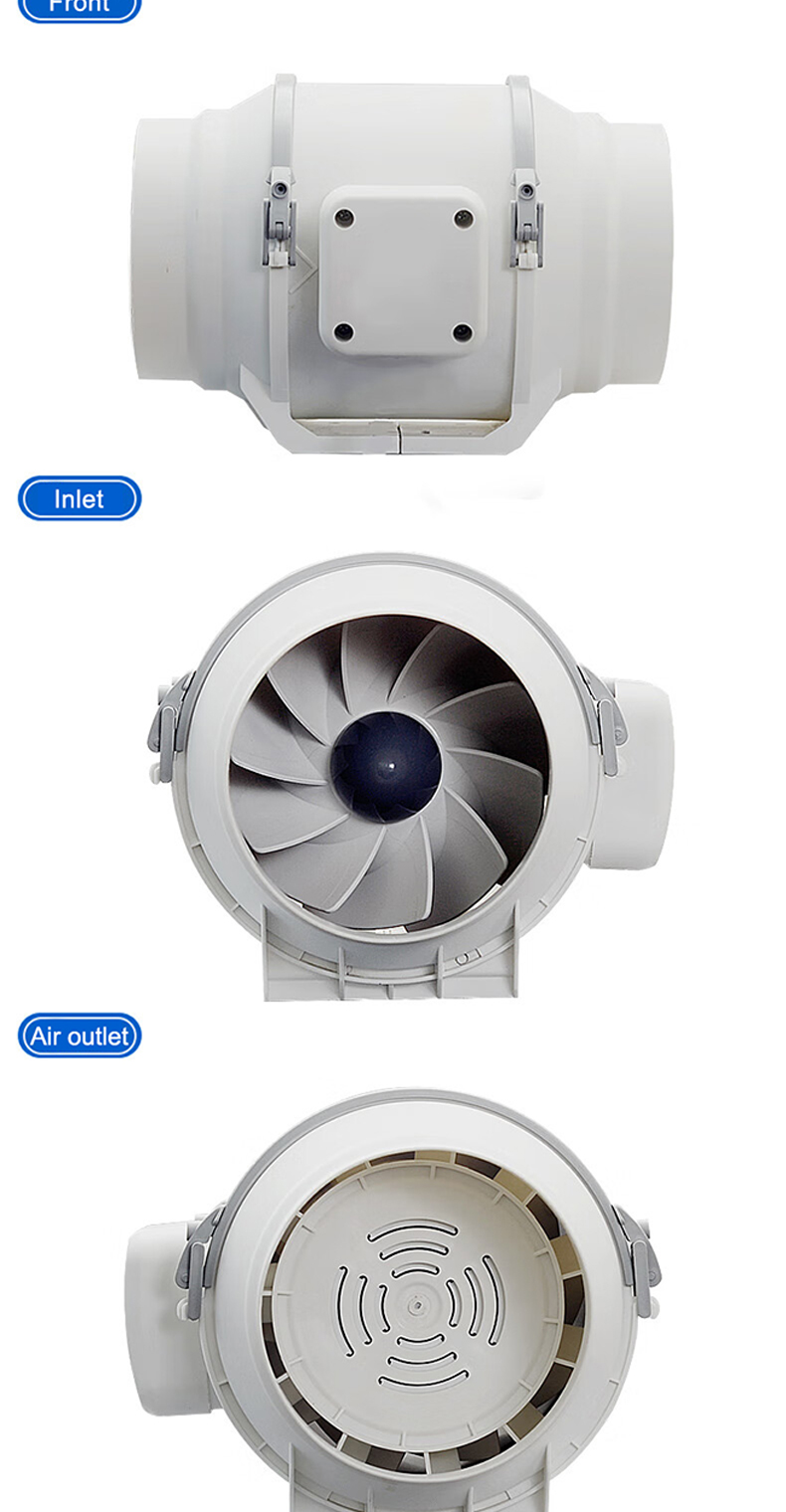 Exhaust Fan 4/ 5/ 6/ 8 inch High Suction Power Inverter Inline Duct Fan ...