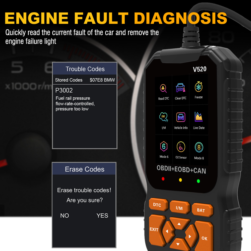 Universal Car Diagnostic Tool Auto Inspection Tools Scanner V520 Oxygen ...