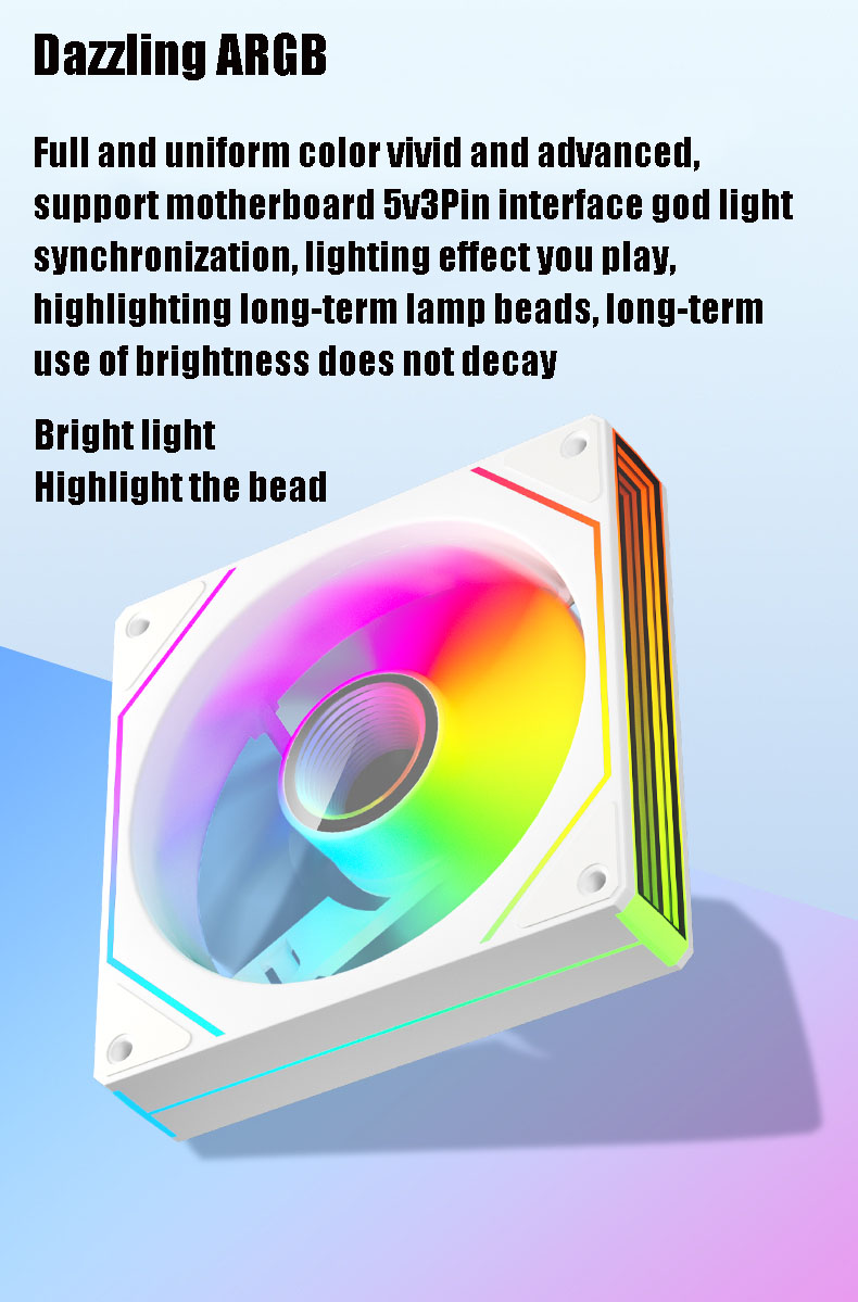 OEM PRISM 7 PRO Computer Chassis Fan 12cm ARGB 4 Pin PWM Quiet Cooling ...