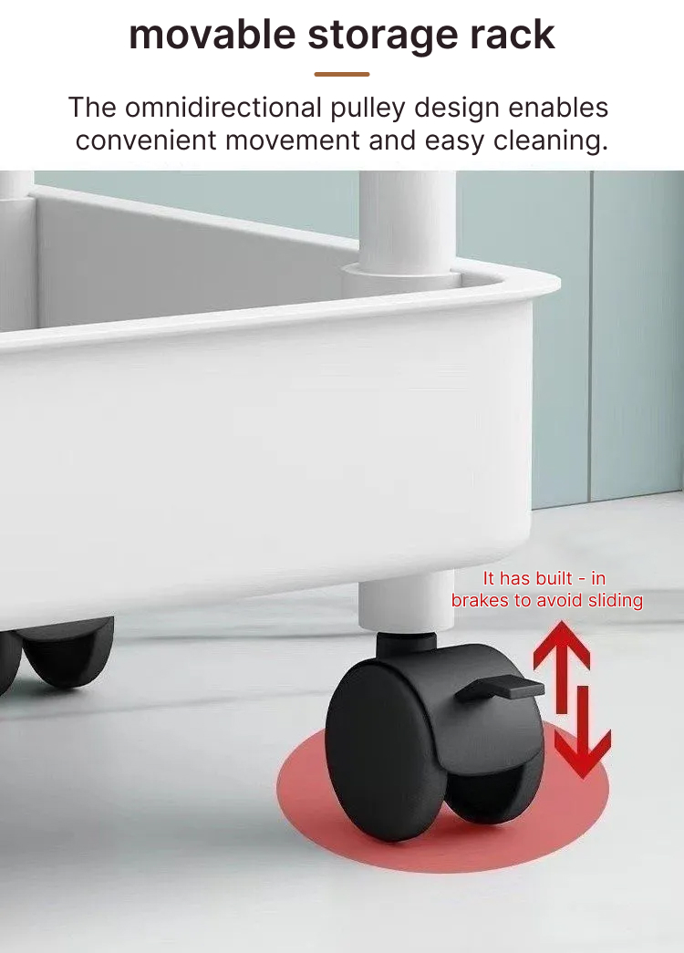 Trolley Cart Moving Rack Kitchen Storage Shelf 3 Tier Cabinets Bedroom ...