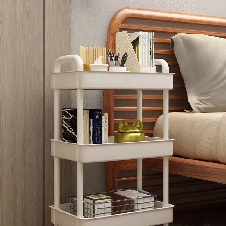 Trolley Cart Moving Rack Kitchen Storage Shelf 3 Tier Cabinets Bedroom ...