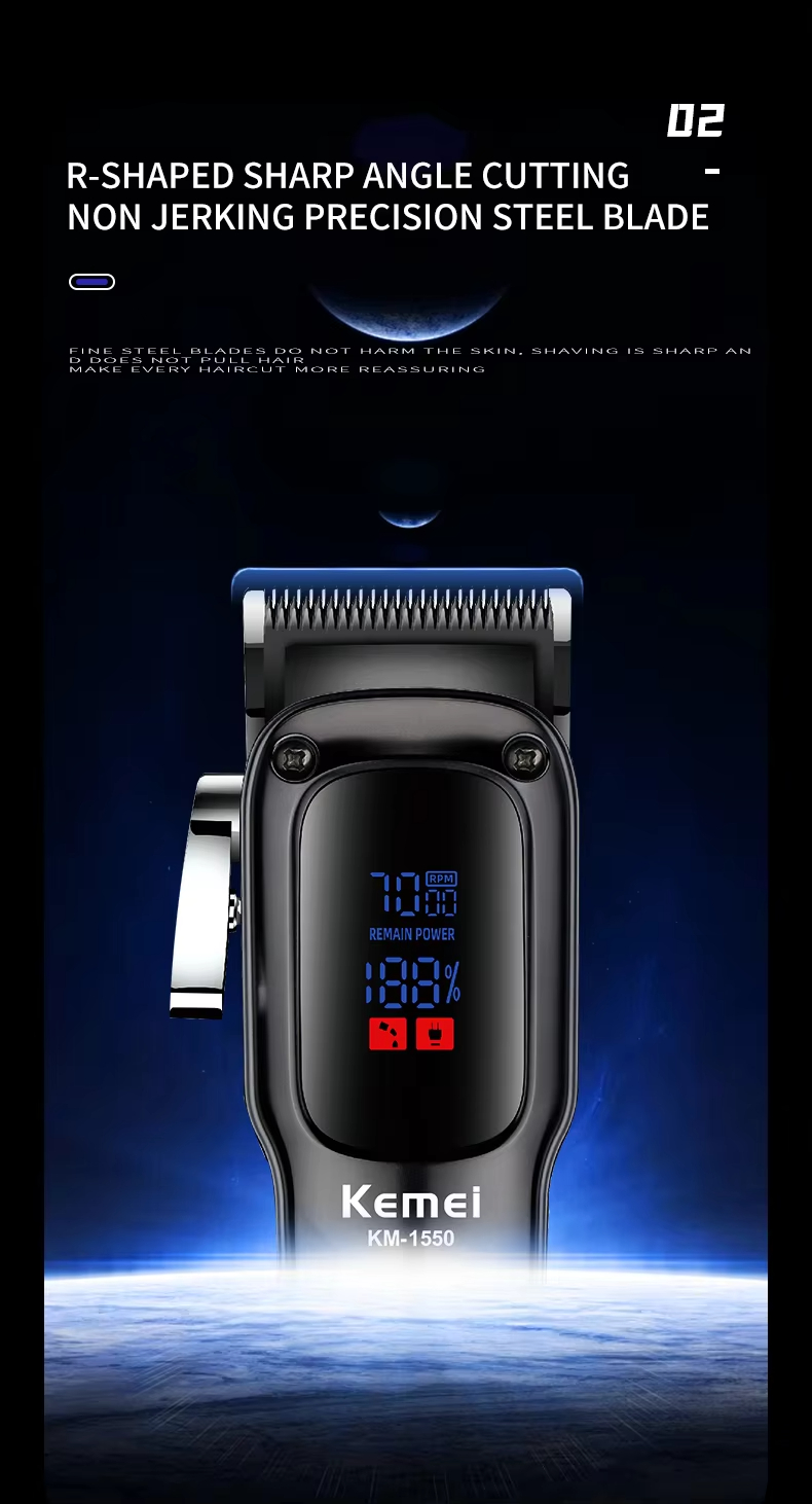 KEMEI KM-1550 Hair Clippers Trimmer Rechargeable Professional Electric ...