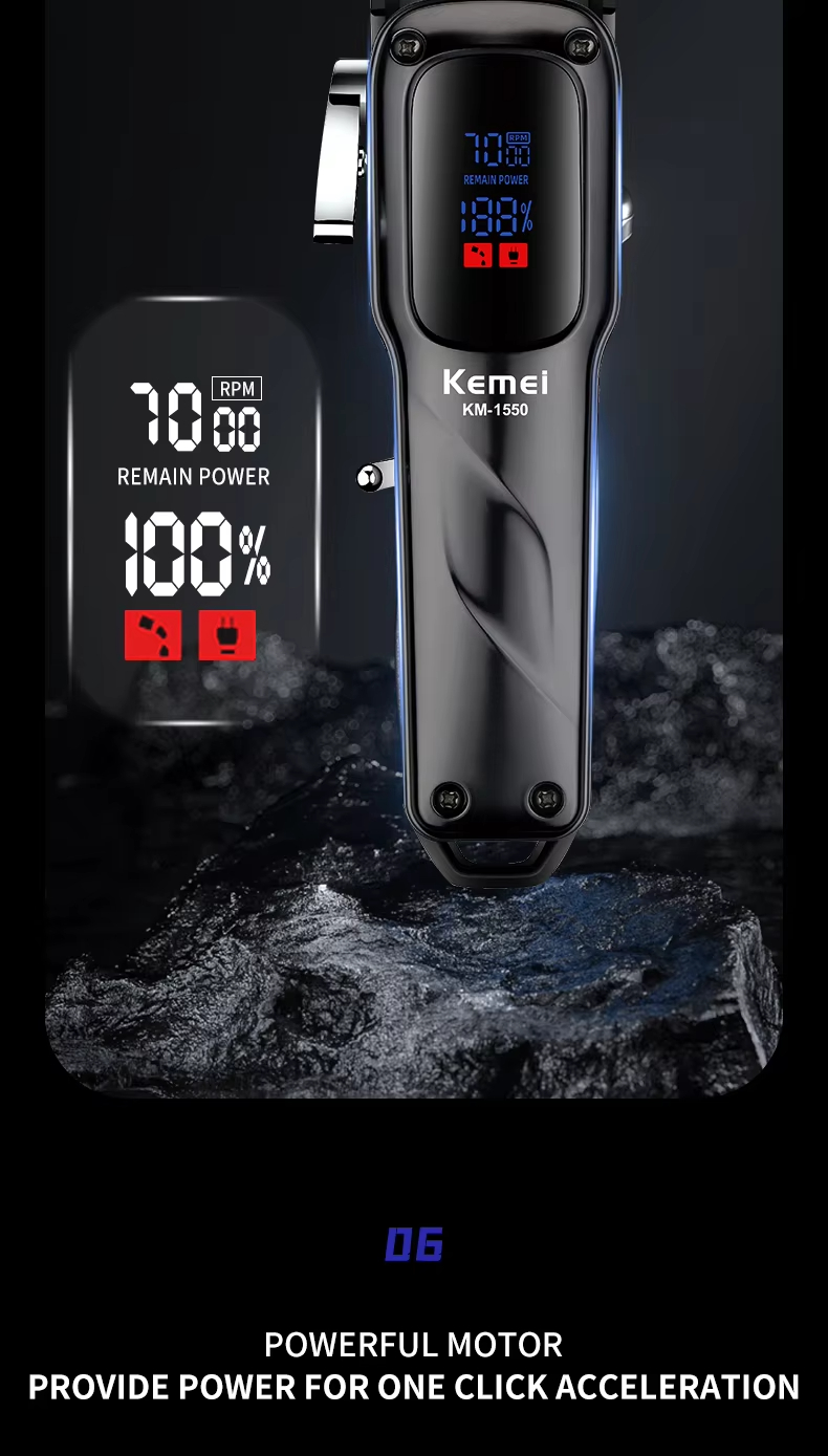 KEMEI KM-1550 Hair Clippers Trimmer Rechargeable Professional Electric ...