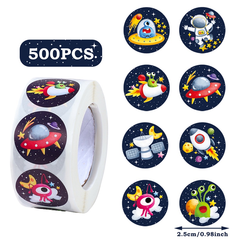 500pcs Astronaut Circular Sticker Self-adhesive Blue Label Sticker ...