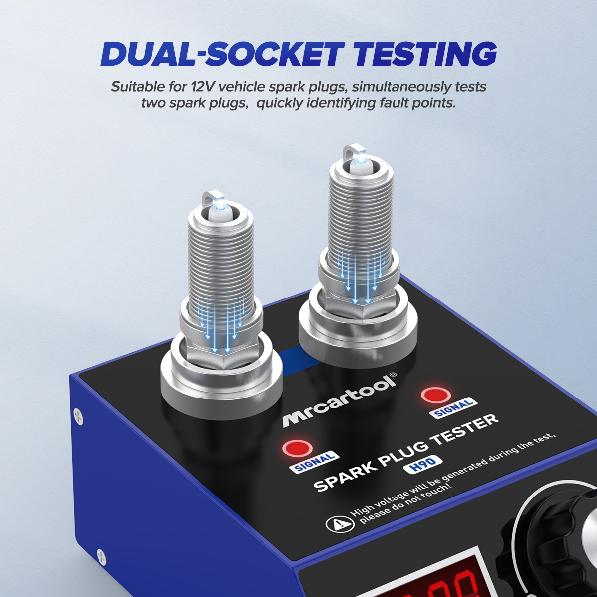 MRCARTOOL H90 Spark Plug Tester Adjustable Test Hole Height 9000RPM 12V ...
