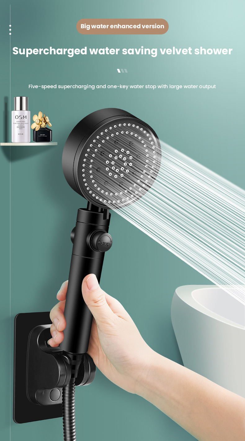 3 in 1 Shower Head Set 5-speed Booster Shower with Hose Portable ...