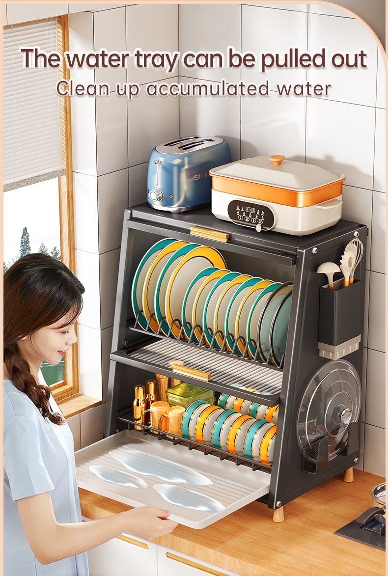 2 Layer Dish Drainer Rack Cabinet Kitchen Sink Plate Organizer Storage ...