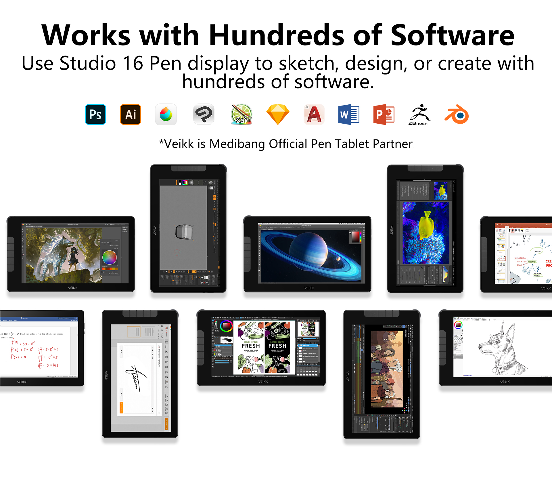 VEIKK Studio 16 Drawing Monitor 15.6 Inch Drawing Tablet with Screen ...