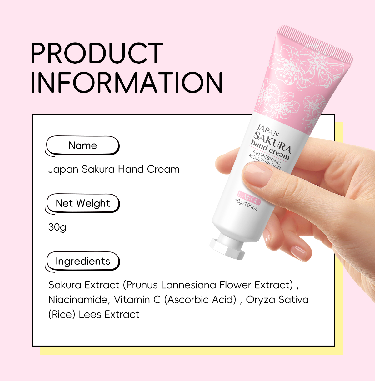 L AIKOU Sakura Hand Cream 30g Smooth Hand Moisturizing Nourishing For ...