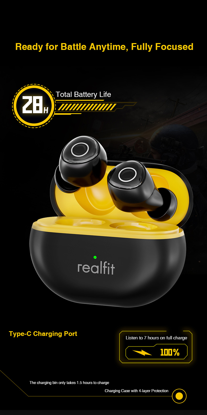 Realfit F4 AI Active Noise Cancelling Bluetooth Earbuds with Mic ...