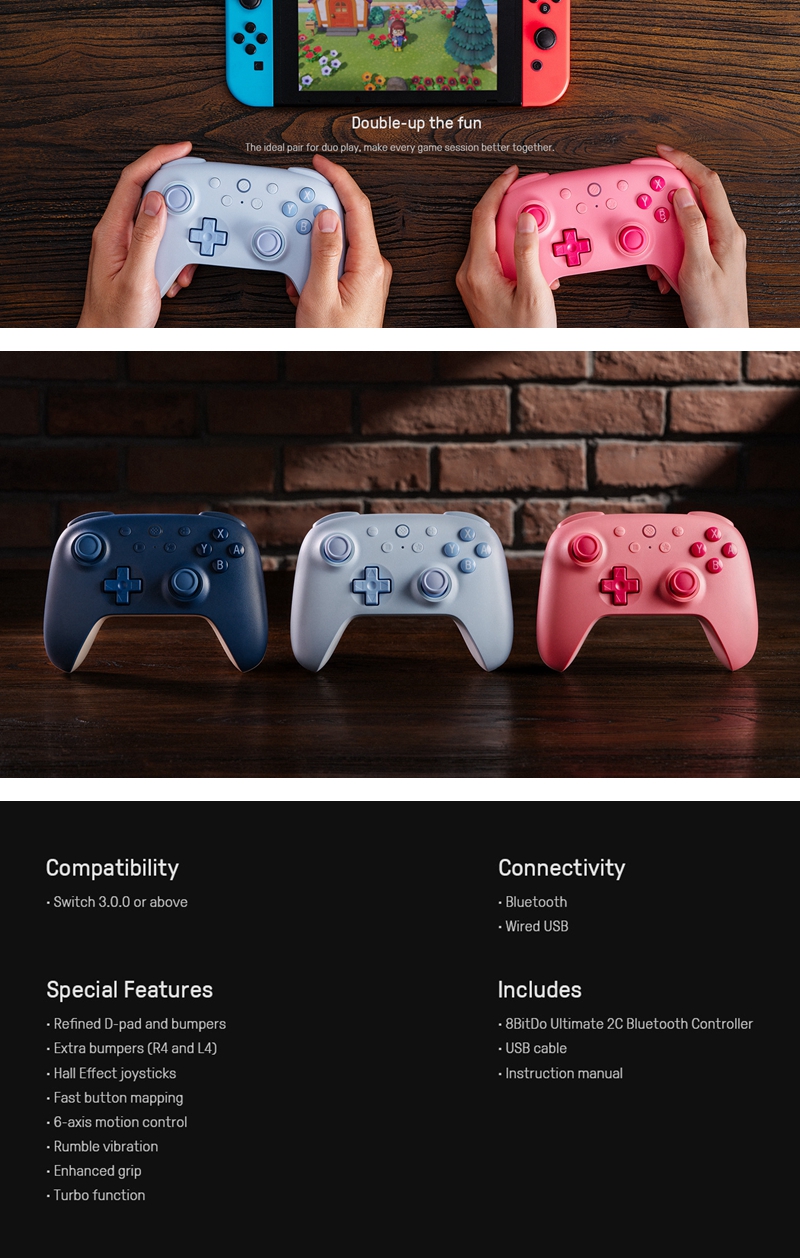 8BitDo Ultimate 2C Bluetooth Controller Compatible with Nintendo Switch ...