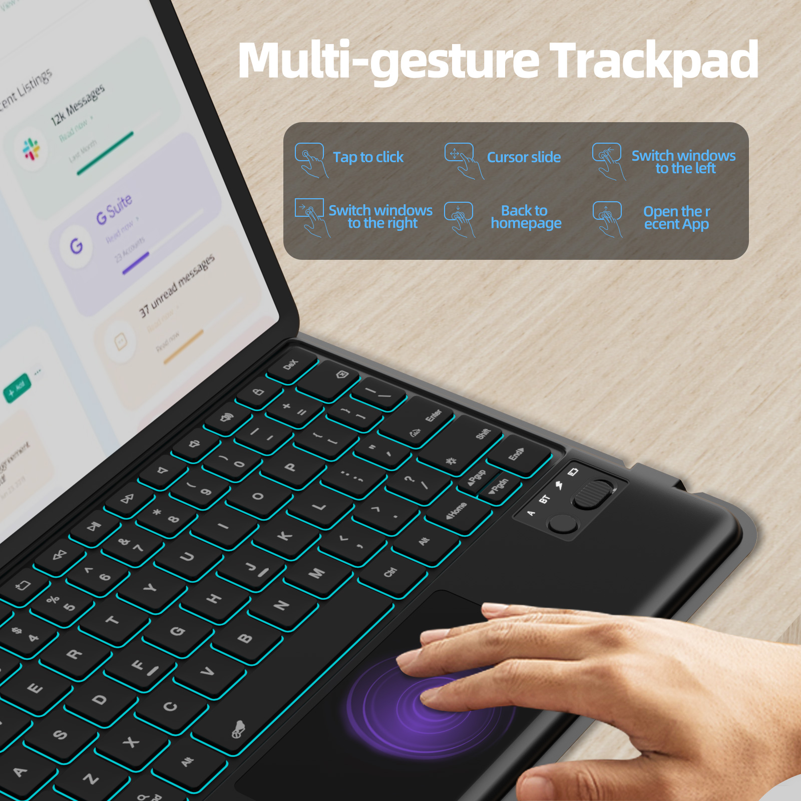 GOOJODOQ Magic Keyboard Case Wireless Bluetooth for Samsung Galaxy Tab ...