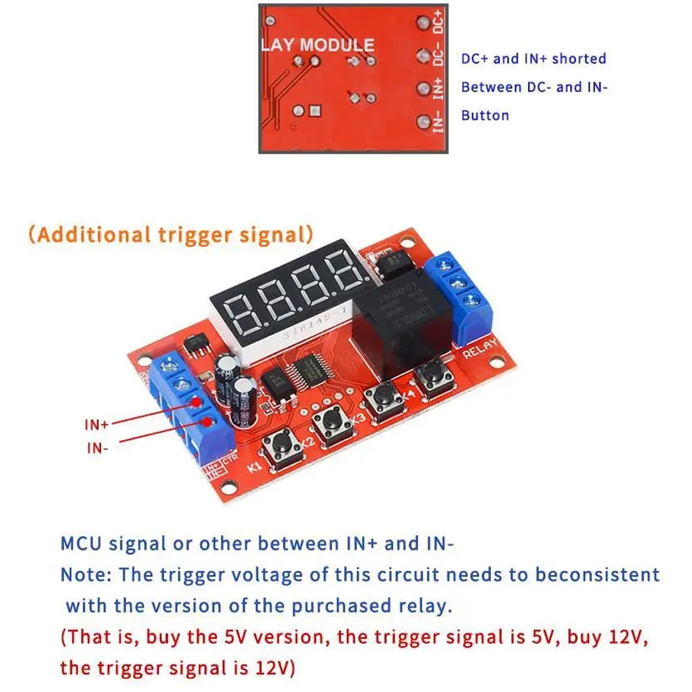 DC 5V 12V 24V 10A Adjustable Time Delay Relay Module LED Digital ...