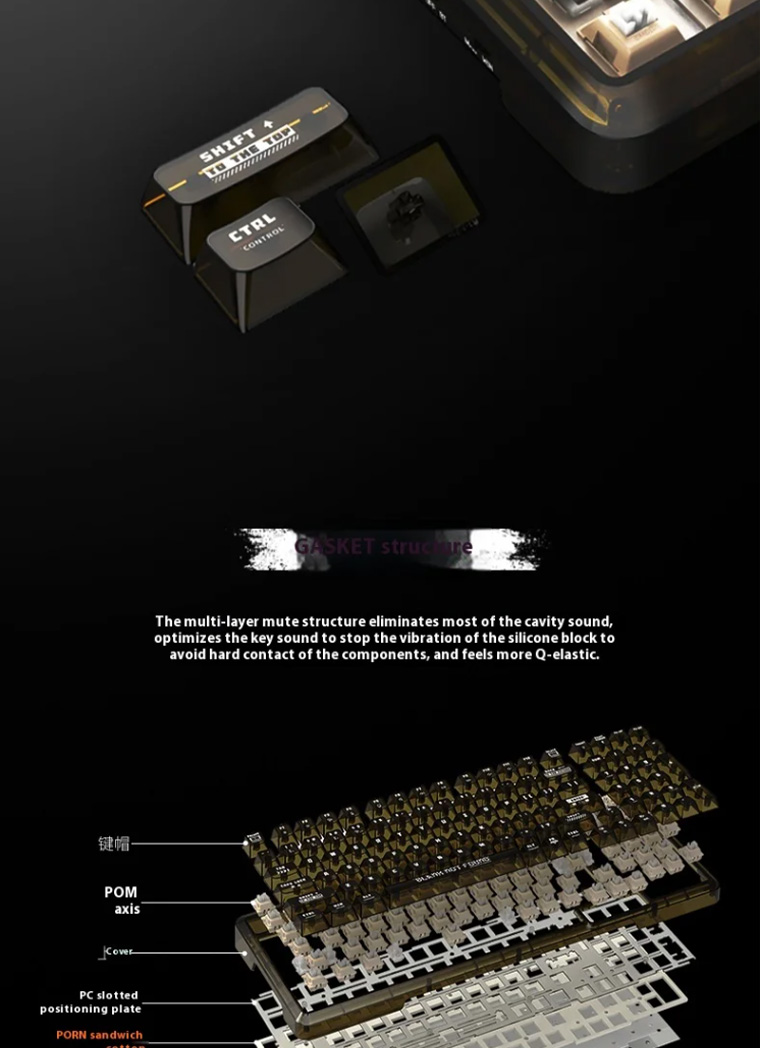 CANDEUS T99 three mode customized mechanical keyboard, GASKET structure ...
