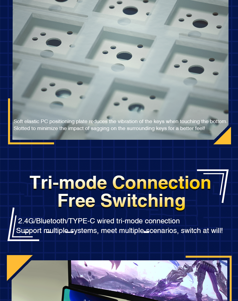 AULA F108 Customized Mechanical Keyboard 108 keys Tri-mode Hot ...