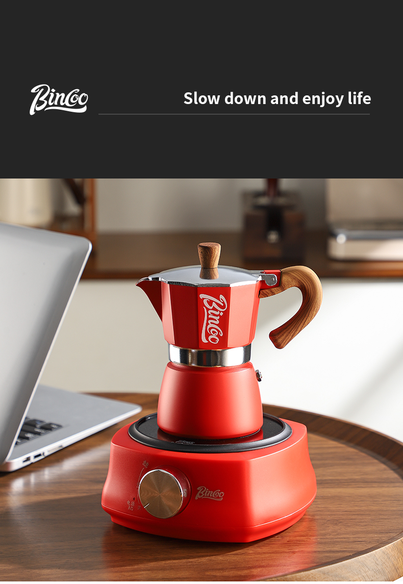 BINCOO Single Valve Moka Pot with Electric Ceramic Stove Coffee Maker ...
