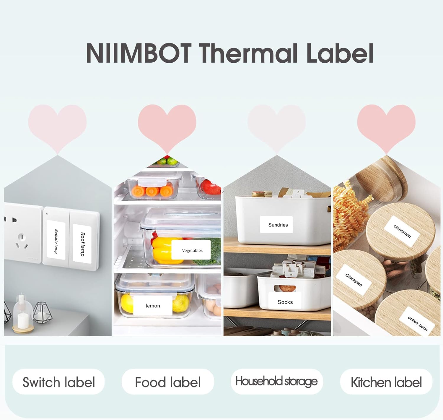 NIIMBOT D101 Solid color thermal label paper price barcode name size waterproof school sticker ...