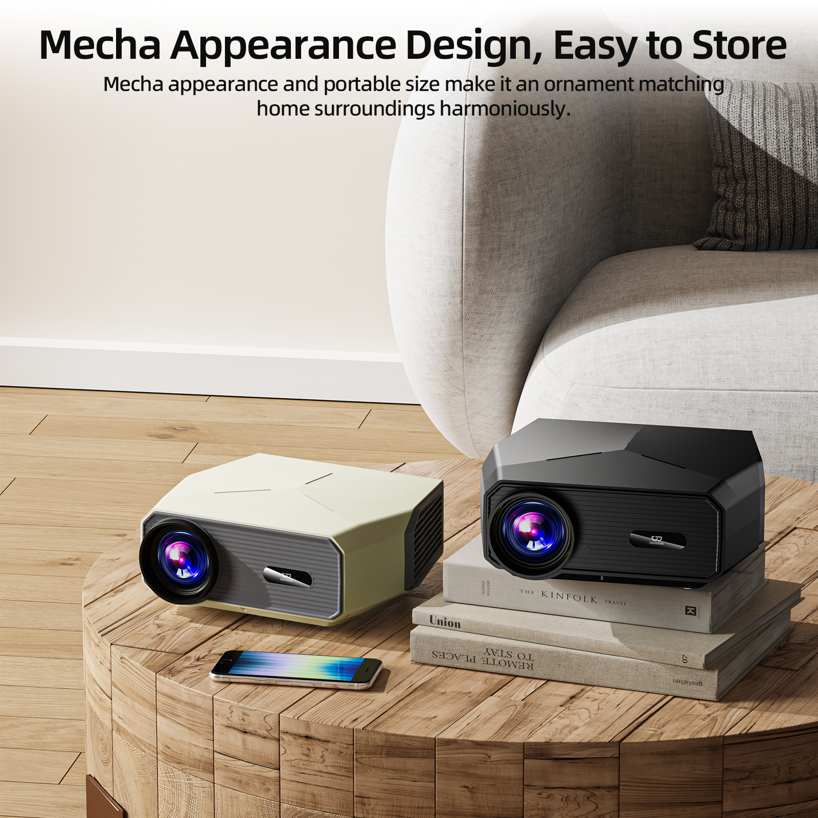 GOOJODOQ 4K Ultra HD 1080P Projector for Phone Speaker Bluetooth Laptop ...