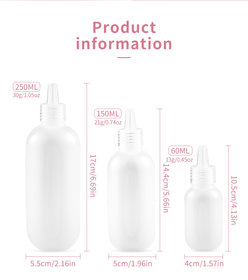 60/150/250ml Empty Squeeze Bottle Plastic Nozzle Dropper Cap Portable Refillable Squeeze Bottle ...