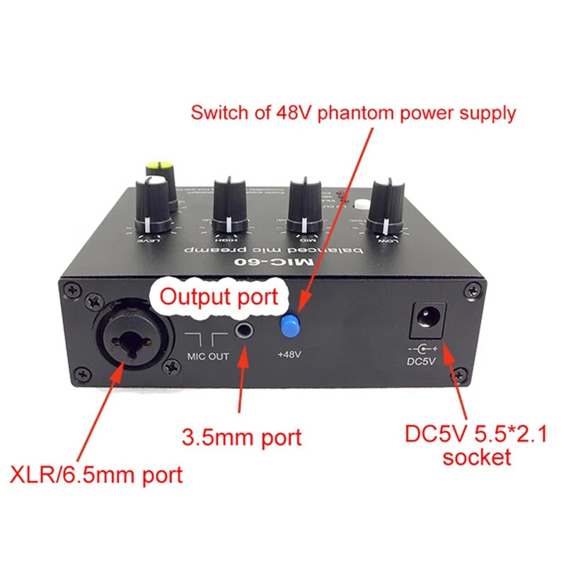 MIC-60 3-Band Equalizer Balanced Mic Preamp Microphone Preamplifier ...