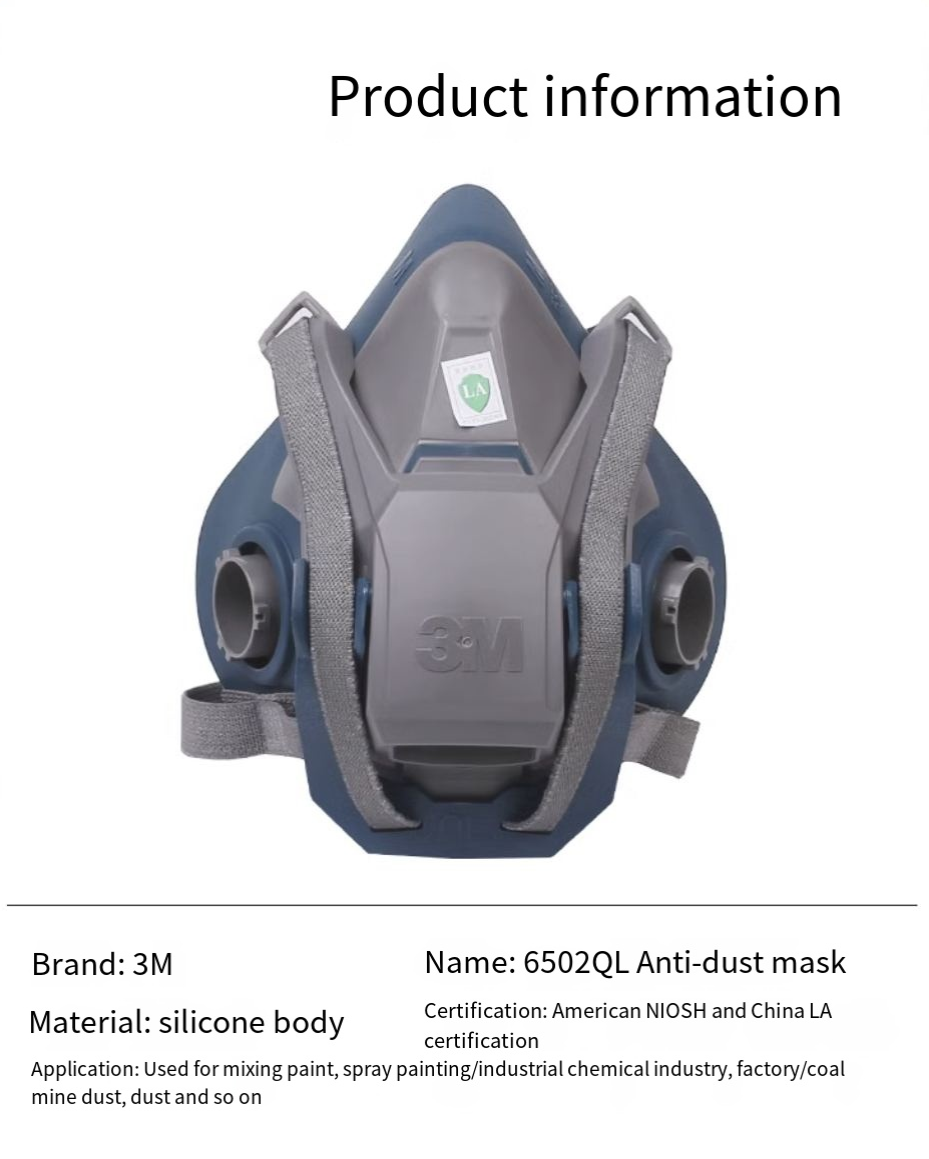 3M 6502QL Quick button Mask Respirator Reusable Half Face Mask, 6502QL ...