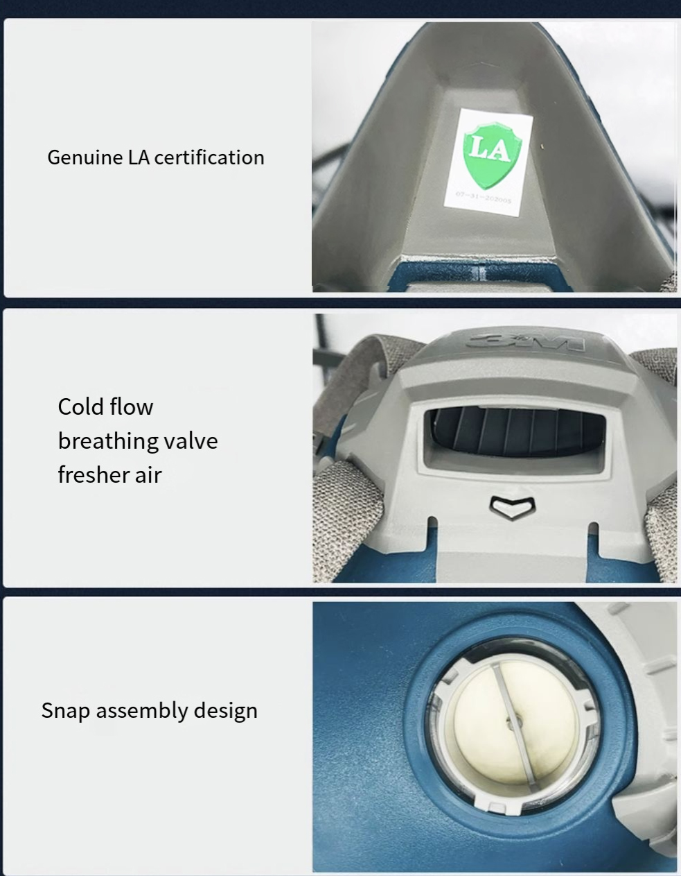 3M 6502QL Quick button Mask Respirator Reusable Half Face Mask, 6502QL ...